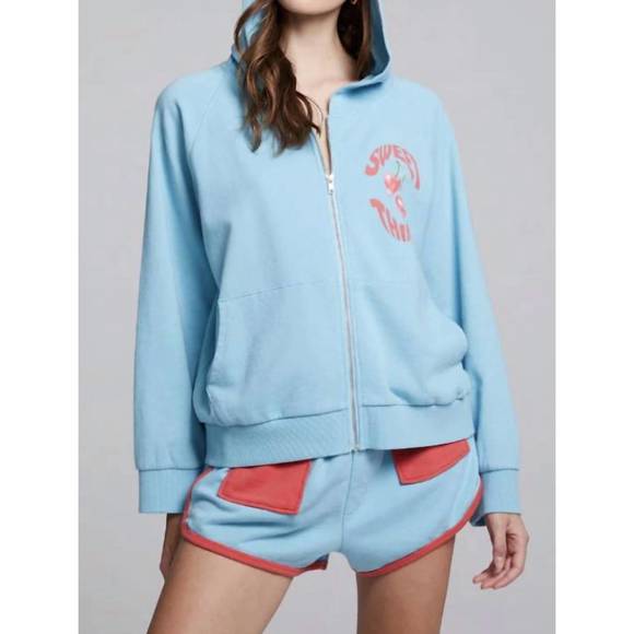 Chaser | Tops | New Chaser Sweet Things Sweatshirt In Baby Blue | Poshmark